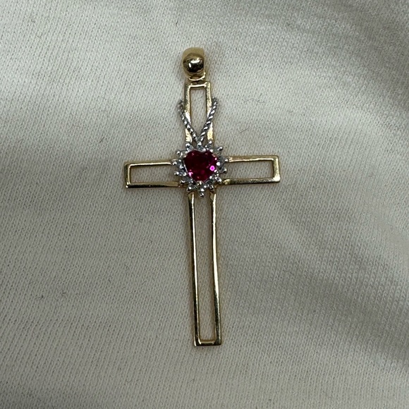 Jewelry | 1k Gold And Ruby Cross Pendant | Poshmark